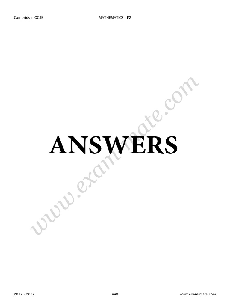 Std. Mathematics P2 - Answers | PDF | Equations | Algebra