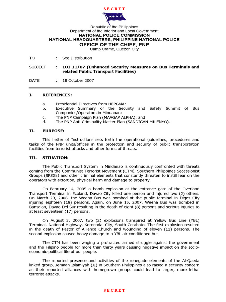 LOI 11-07 - Enhance Security Measures On Bus Terminals... | PDF ... LOI 11-07 - Enhance Security Measures On Bus Terminals... | PDF ...