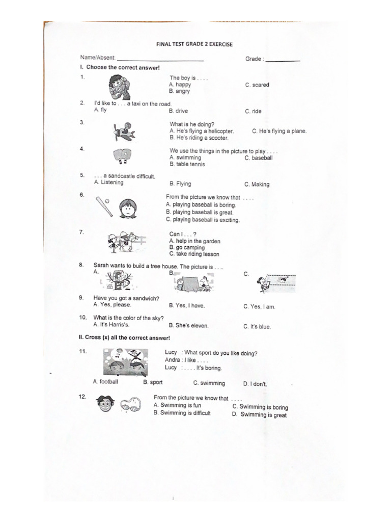 Final Test Grade 2 Exercise | PDF