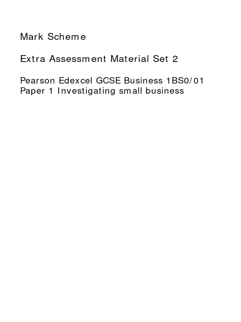 GCSE Business Specimen Papers Set 2 Paper 1 Mark Scheme | PDF | Brand ...