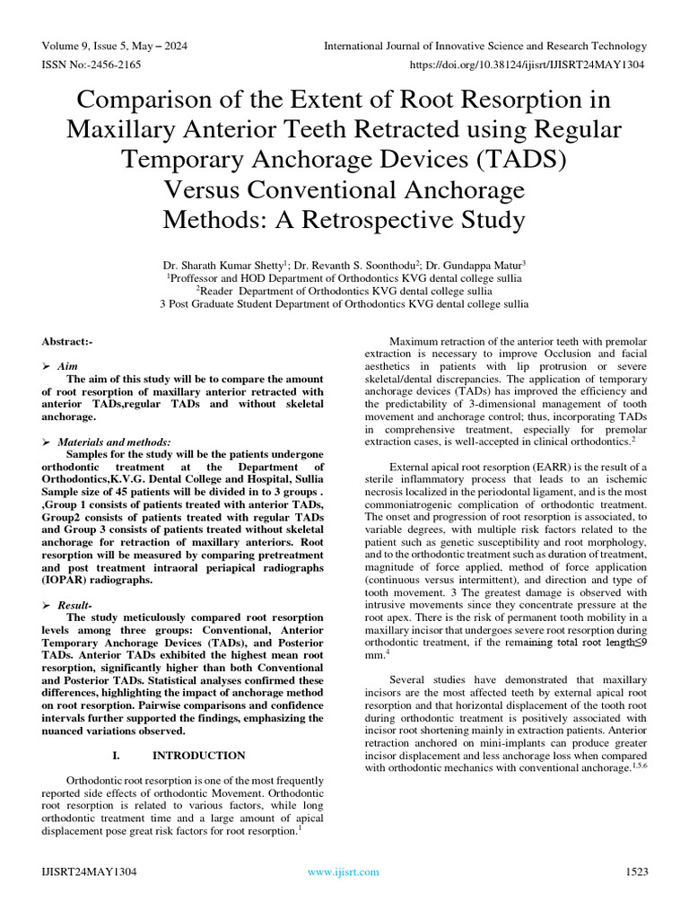 Comparison of the Extent of Root Resorption in Maxillary Anterior Teeth Retracted using Regular ...