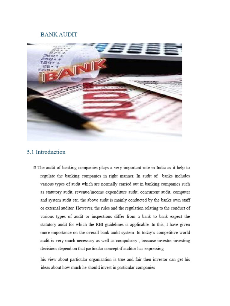 3.A Statutory Audit of Bank Chapter 3 Bank Audit & Bank Audit Process ...
