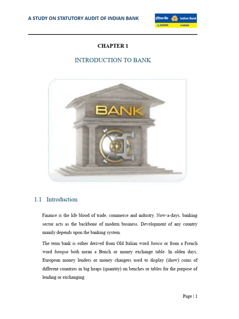 1.A Statutory Audit of Bank Chapter 1 An Introduction To Bank & Audit | PDF | Audit | Banks