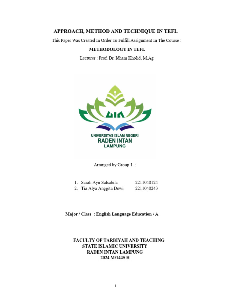 Approach Method and Technique in Tefl | PDF | Second Language | Language Education