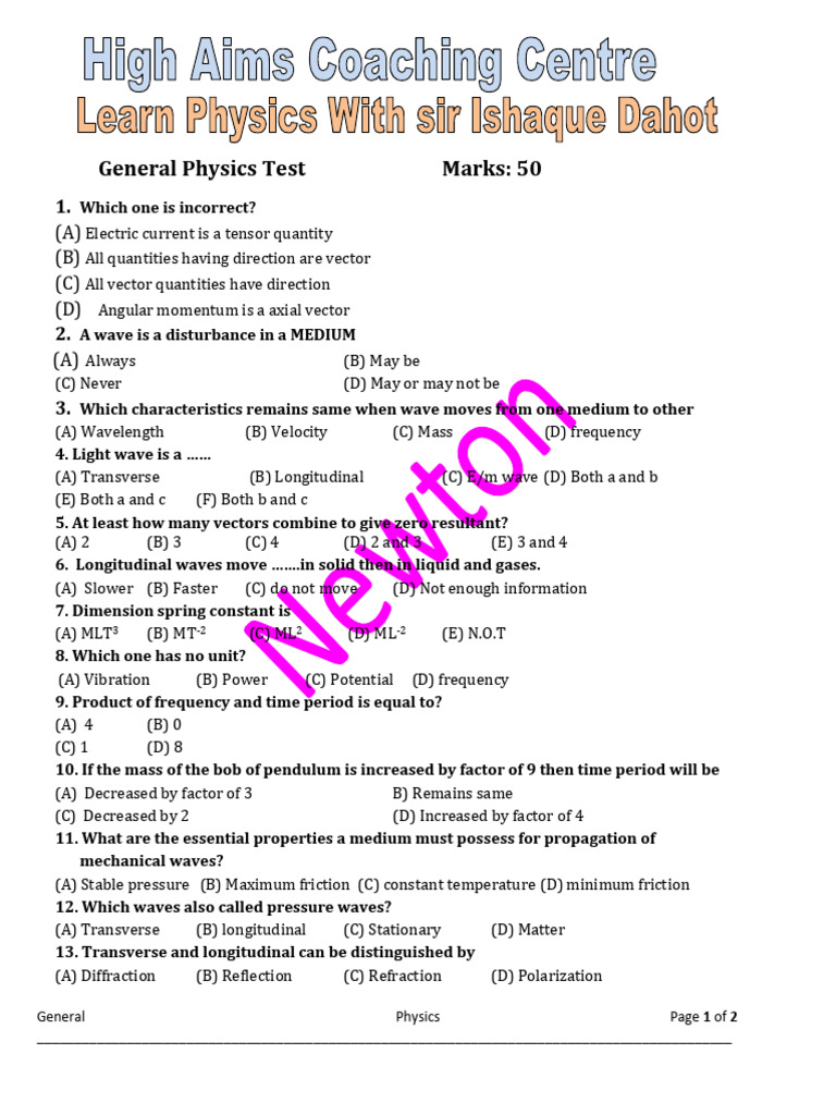 2 test | PDF | Waves | Wavelength