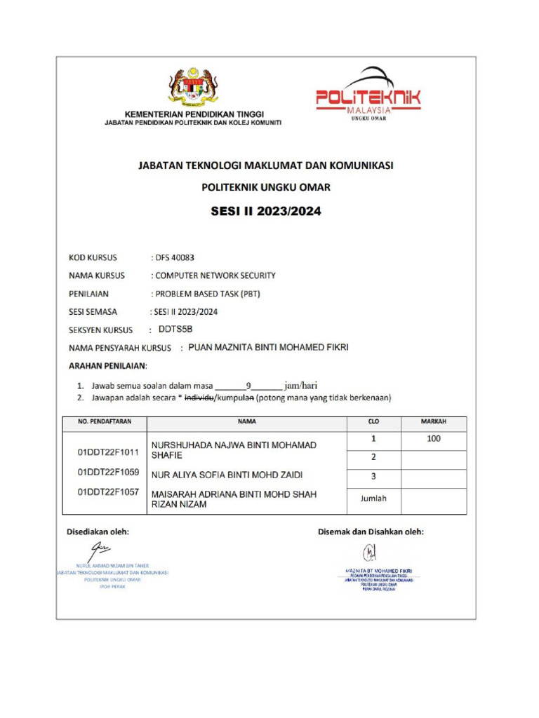 Problem Based Task Computer Network Security Pdf Security Computer Security