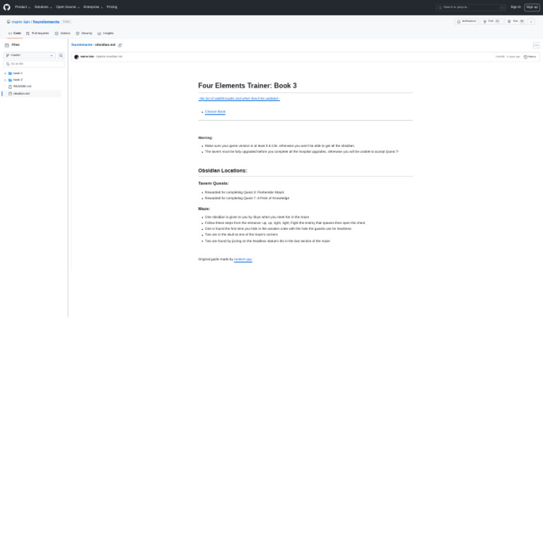 Github Com Maim Lain Fourelements Blob Master Obsidian MD | PDF