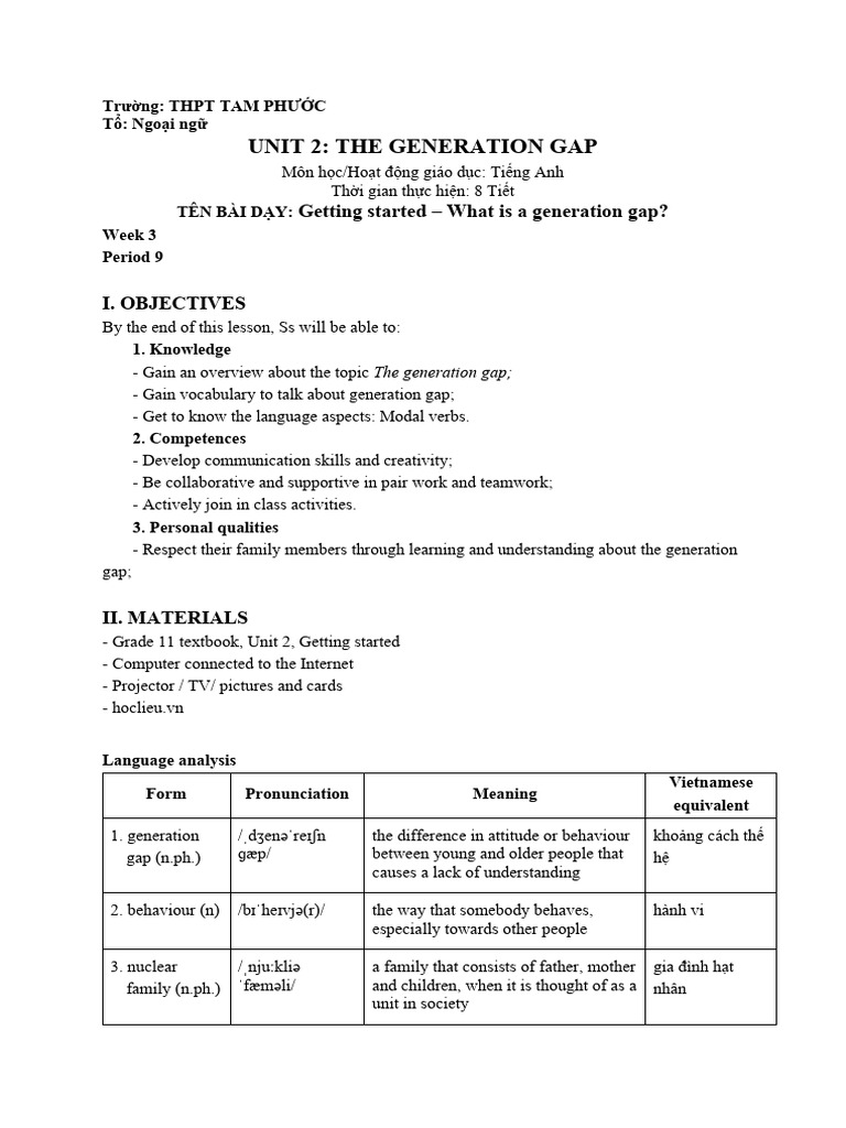 TA 11-Unit 2 | PDF | Vocabulary | Teachers