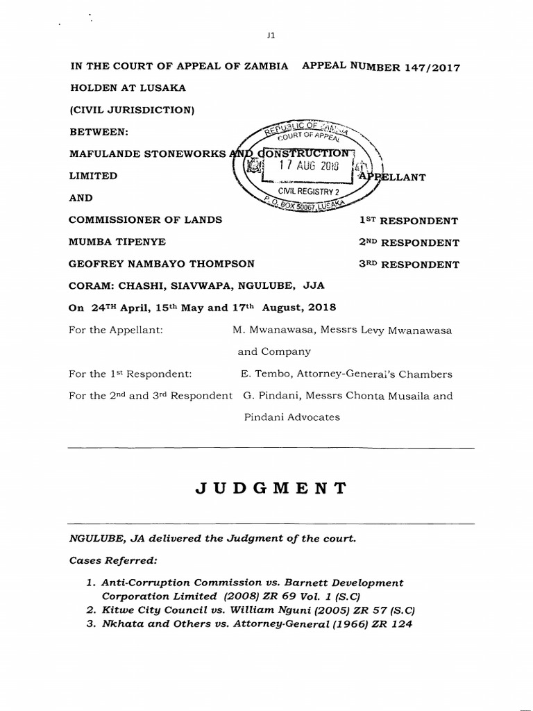 2018 Zmca 395 | PDF | Appeal | Judgment (Law)