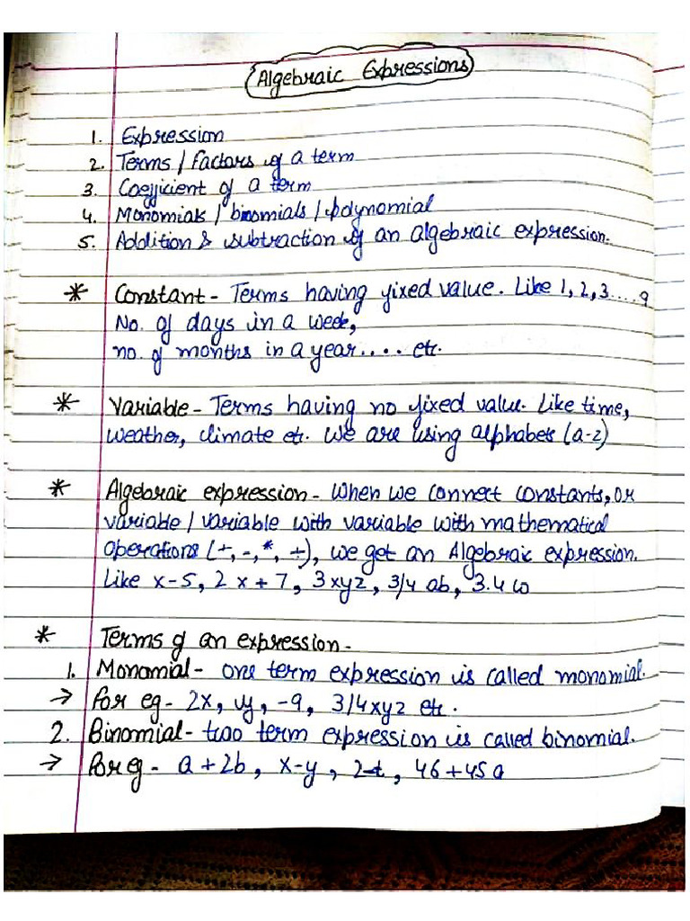 Algebric Expression | PDF