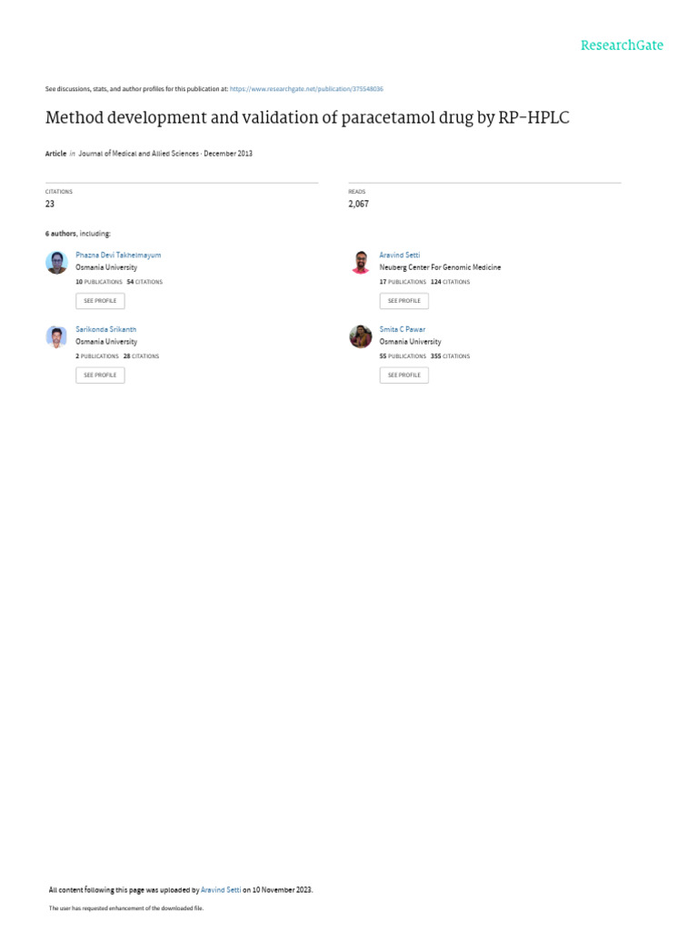 HPLC | PDF | High Performance Liquid Chromatography | Detection Limit