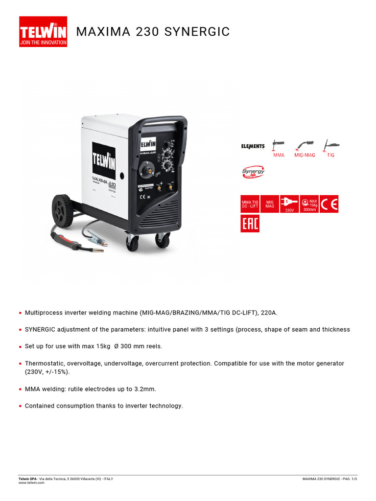 Maxima 230 Synergic | PDF | Welding | Construction