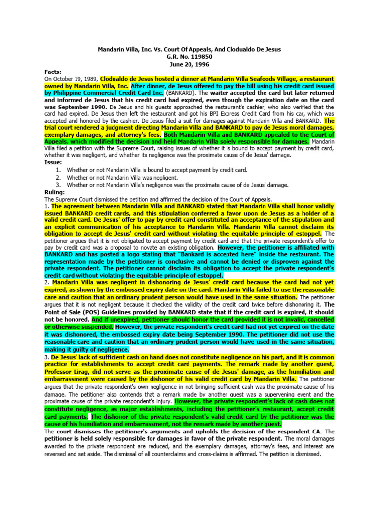 1st Case Digests | PDF | Damages | Franchising