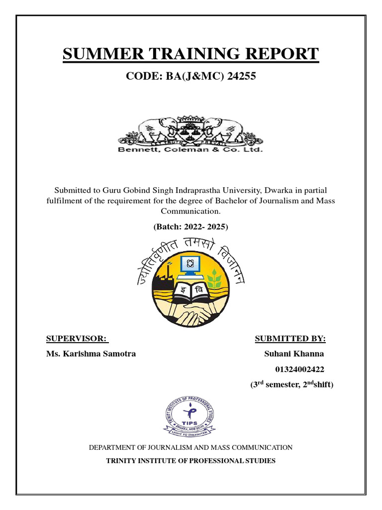 Summer Training Report | PDF | Journalism | News