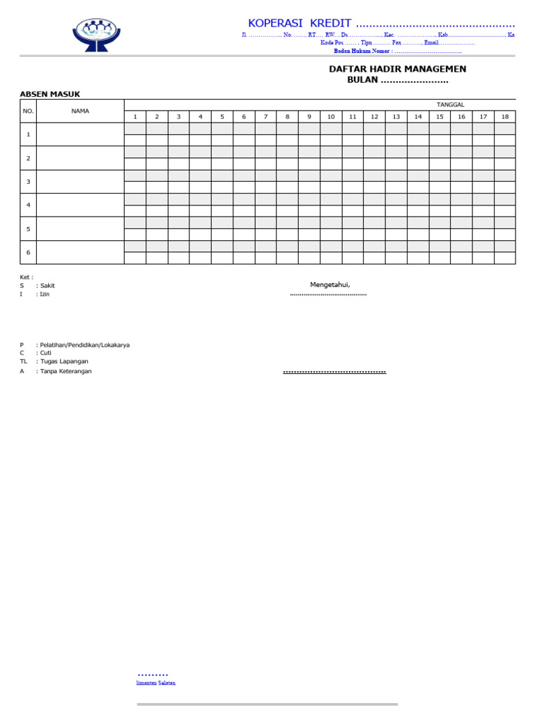 Contoh Format Absen Karyawan | PDF