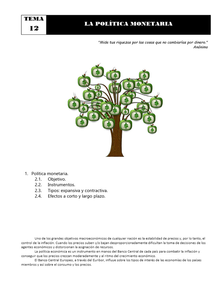 Política Monetaria: Objetivos e Instrumentos | PDF | La política ...