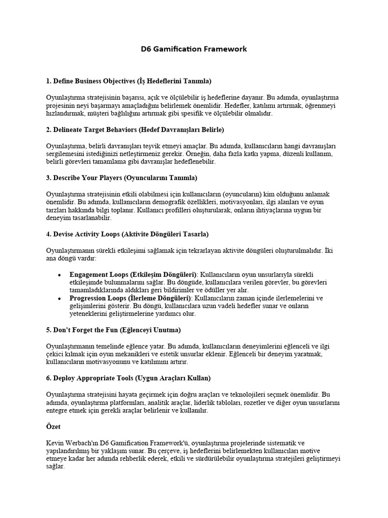 D6 Gamification Framework | PDF