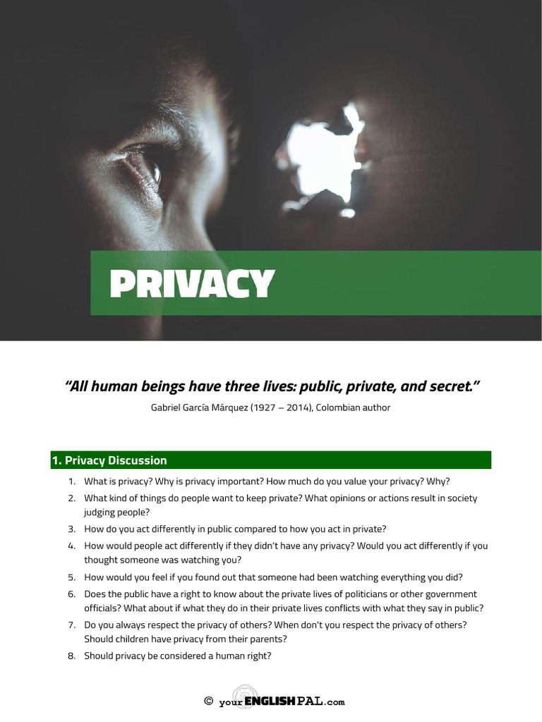 Your English Pal ESL Lesson Plan Privacy Student v1 | PDF | Privacy ...