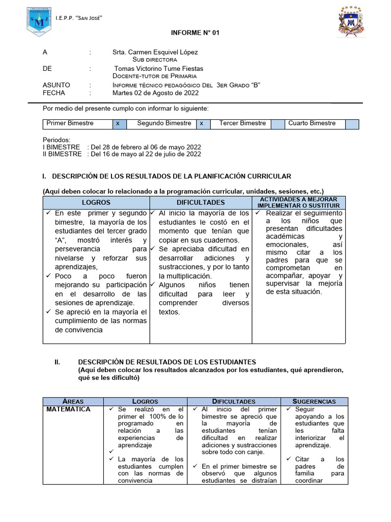 Ejemplo de Informe | PDF | Aprendizaje | Cognición