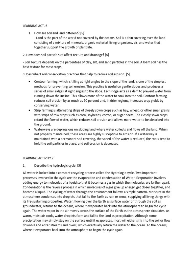 LEARNING ACT Set 2 | PDF | Evaporation | Water Cycle