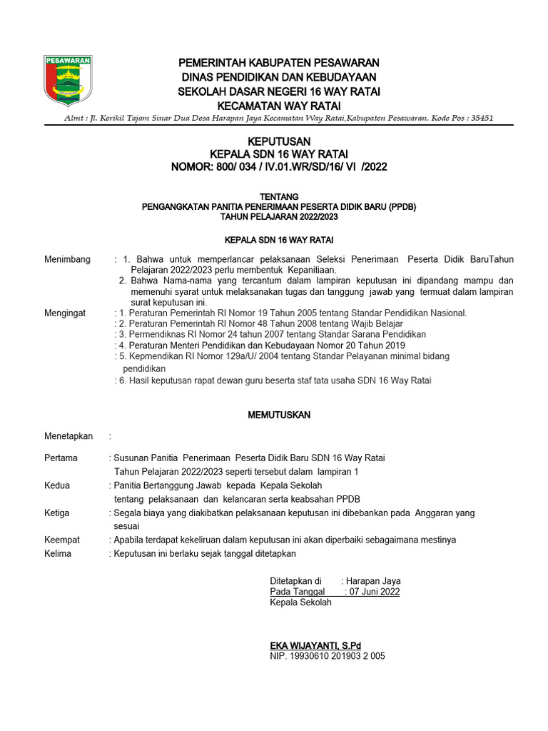 SK PPDB TH 2022 2023 | PDF