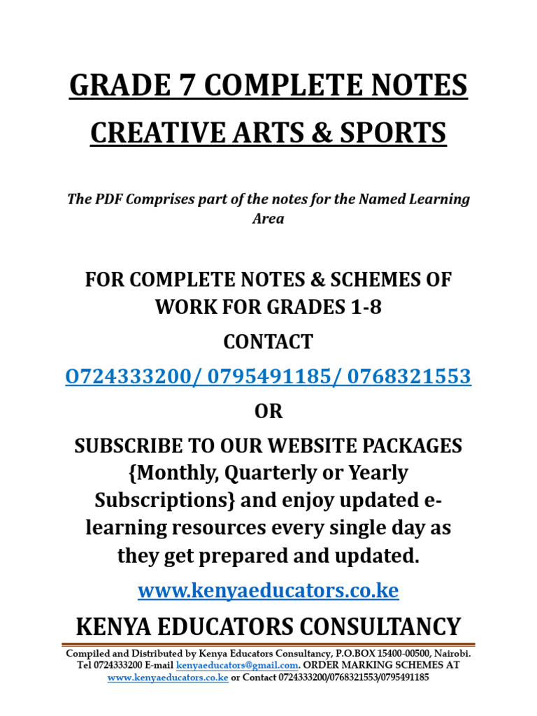 G7 Creative Arts Complete Notes Sample | PDF | The Arts | Dances