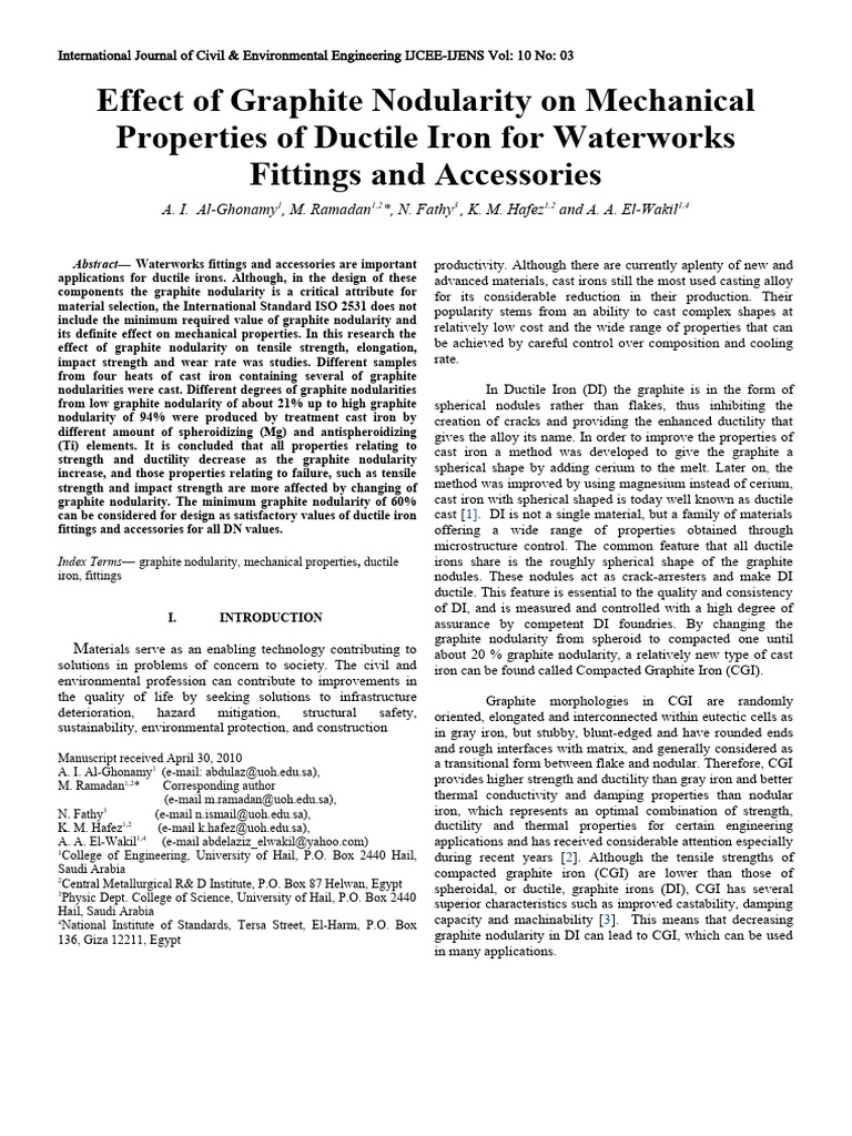 Graphite Nodularity's Impact on Ductile Iron | PDF | Ductility | Cast Iron