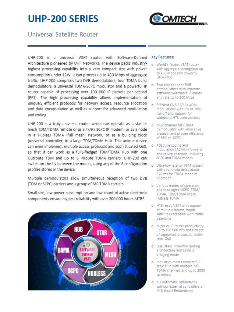 UHP-200: High-Speed VSAT Router | PDF | Router (Computing) | Computer ...