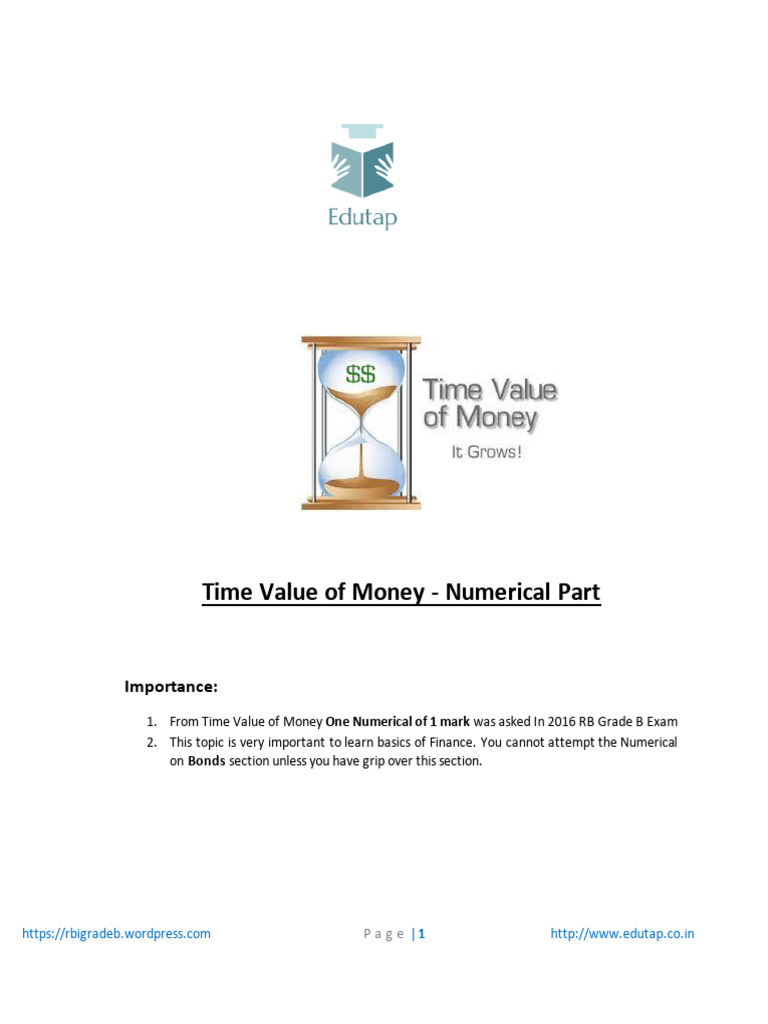 4.2 Time Value of Money Numerical | PDF | Present Value | Interest