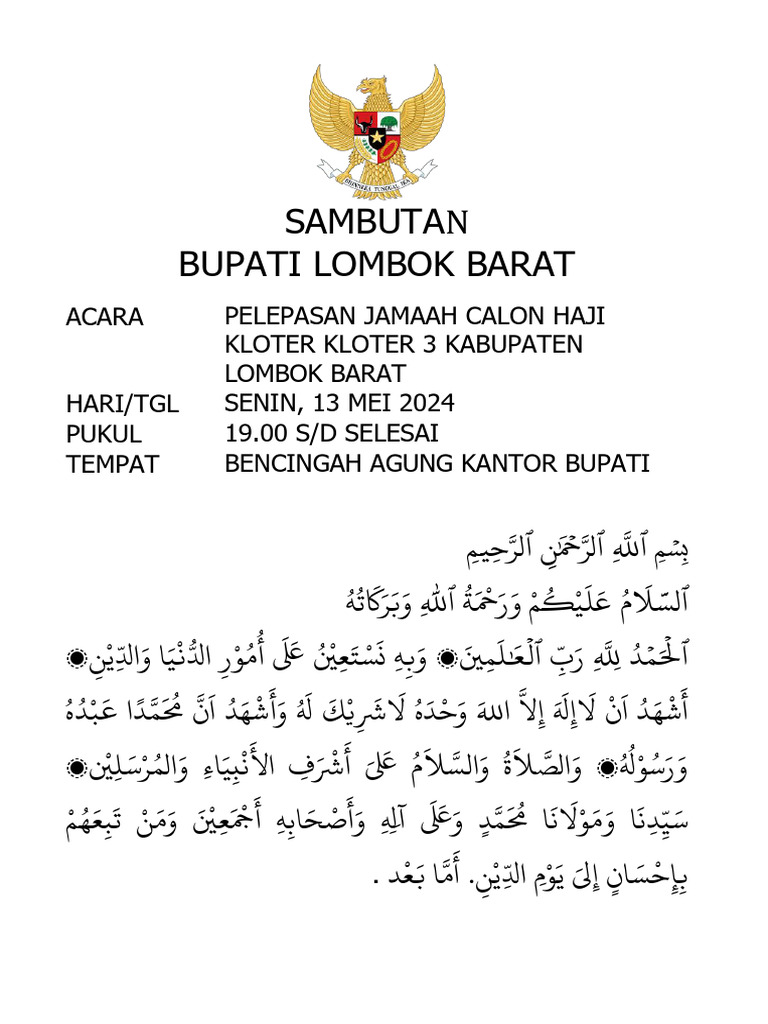 Pelepasan Jamaah Haji - LOBAR | PDF