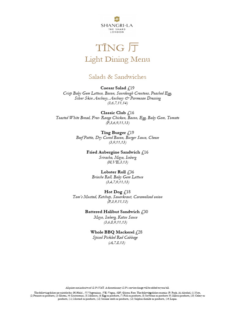 TING - Light Dining Menu | PDF | Food And Drink | Western Cuisine