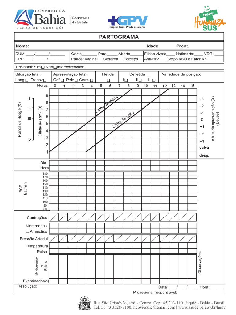 Partograma HGPV | PDF | Parto | Remédio