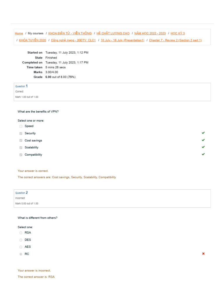 Chapter 7 - Review 2 (Section 2 Part 1) - Attempt Review | PDF | Virtual Private Network ...