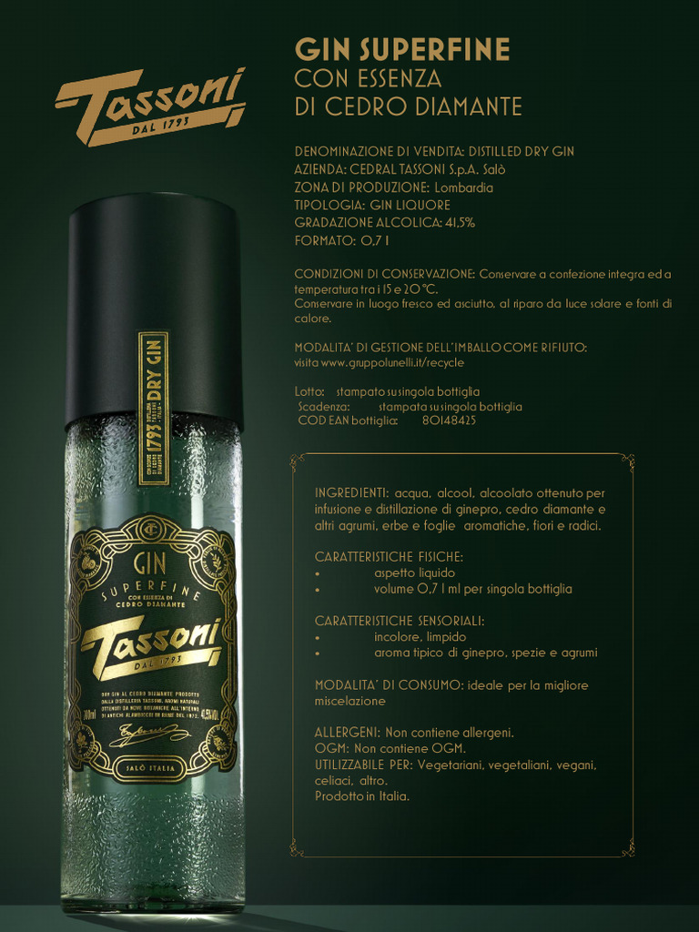 Gin Superfine All Essenza Di Cedro | PDF