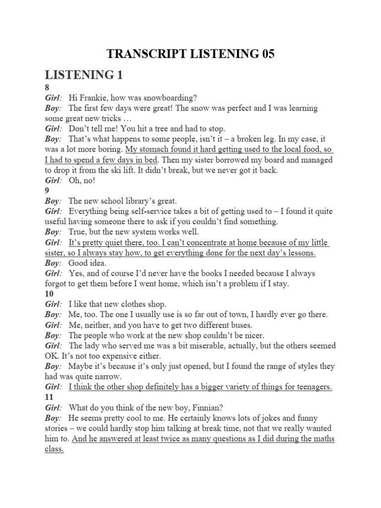 Transcript Listening 05 | PDF