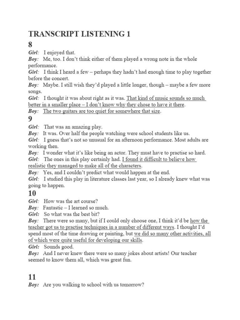 Transcript Listening 1 | PDF