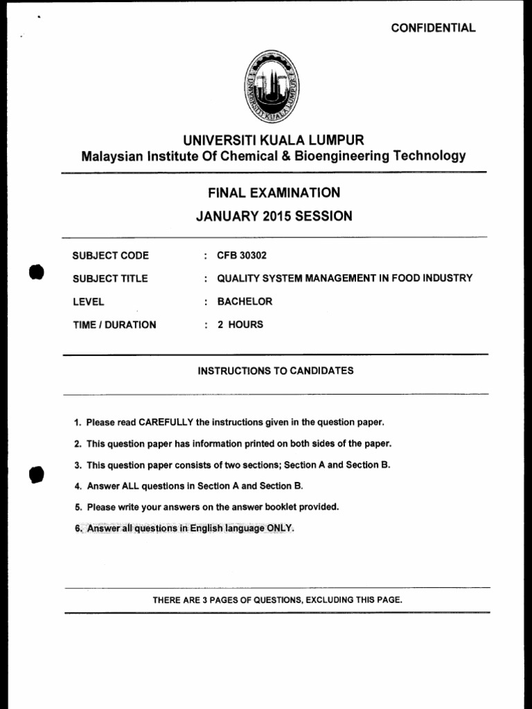 CFB 30302 - Quality System Management in Food Industry | PDF | Business ...