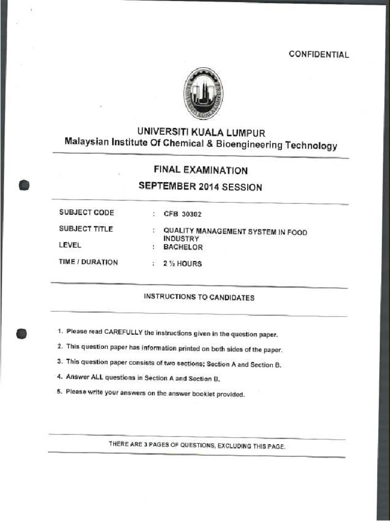 CFB 30302 Quality Management System in Food Industry | PDF
