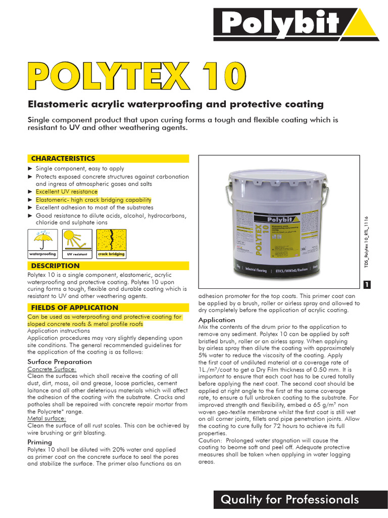 Elastomeric Acrylic Waterproofing Coating | PDF | Coating | Concrete