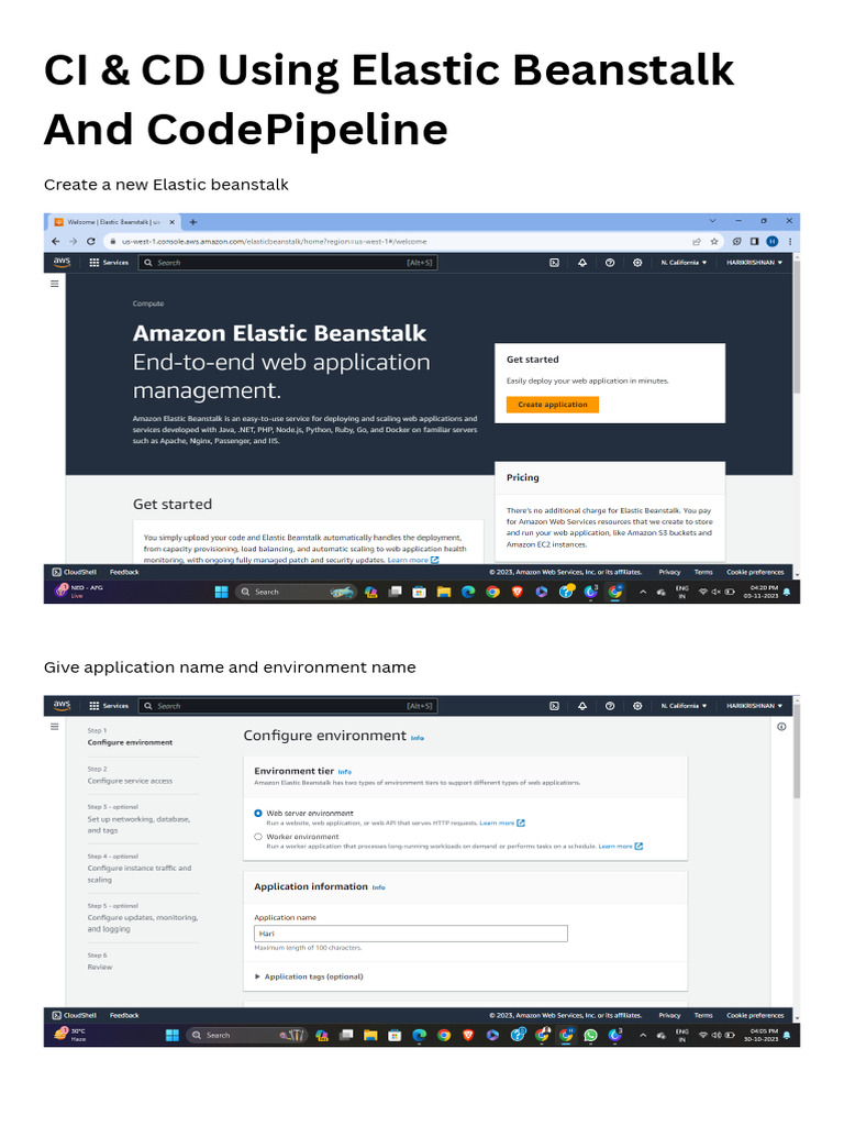 Elastic Beanstalk and Codepipeline: Ci & CD Using | PDF | Computers