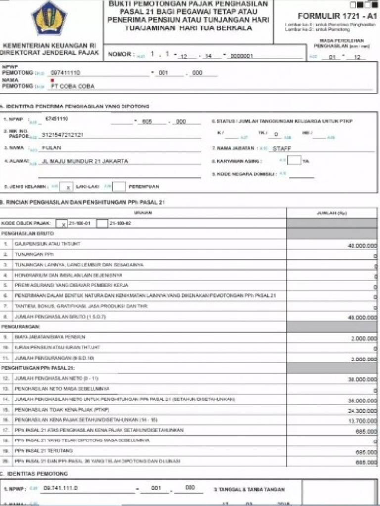 Formulir-SPT-1 | PDF