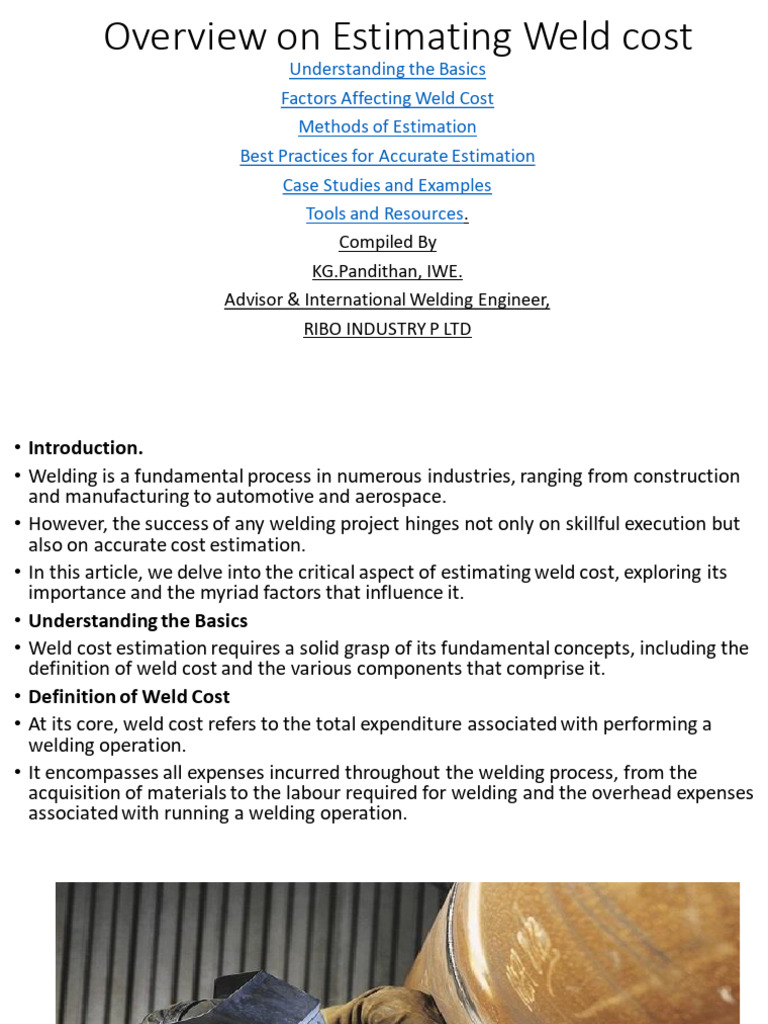 Welding Cost Estimation | PDF | Welding | Construction