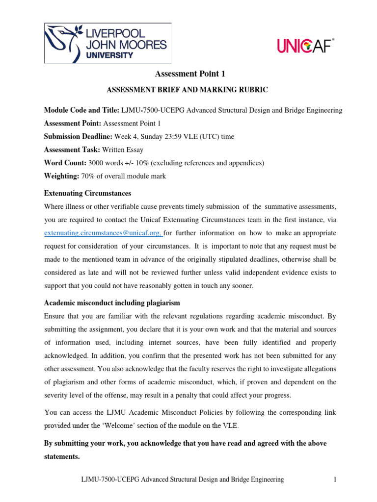 LJMU-7500-UCEPG Assessment Point 1 Brief | PDF | Turnitin | Plagiarism