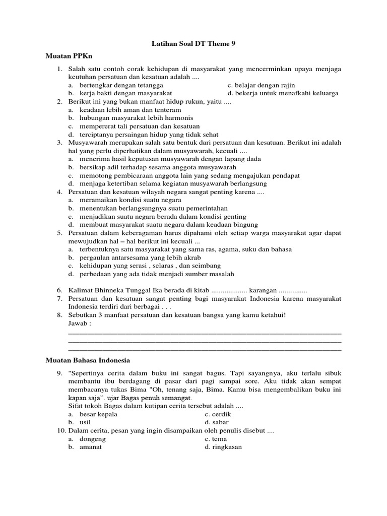 Latihan Soal DT Theme 9 | PDF