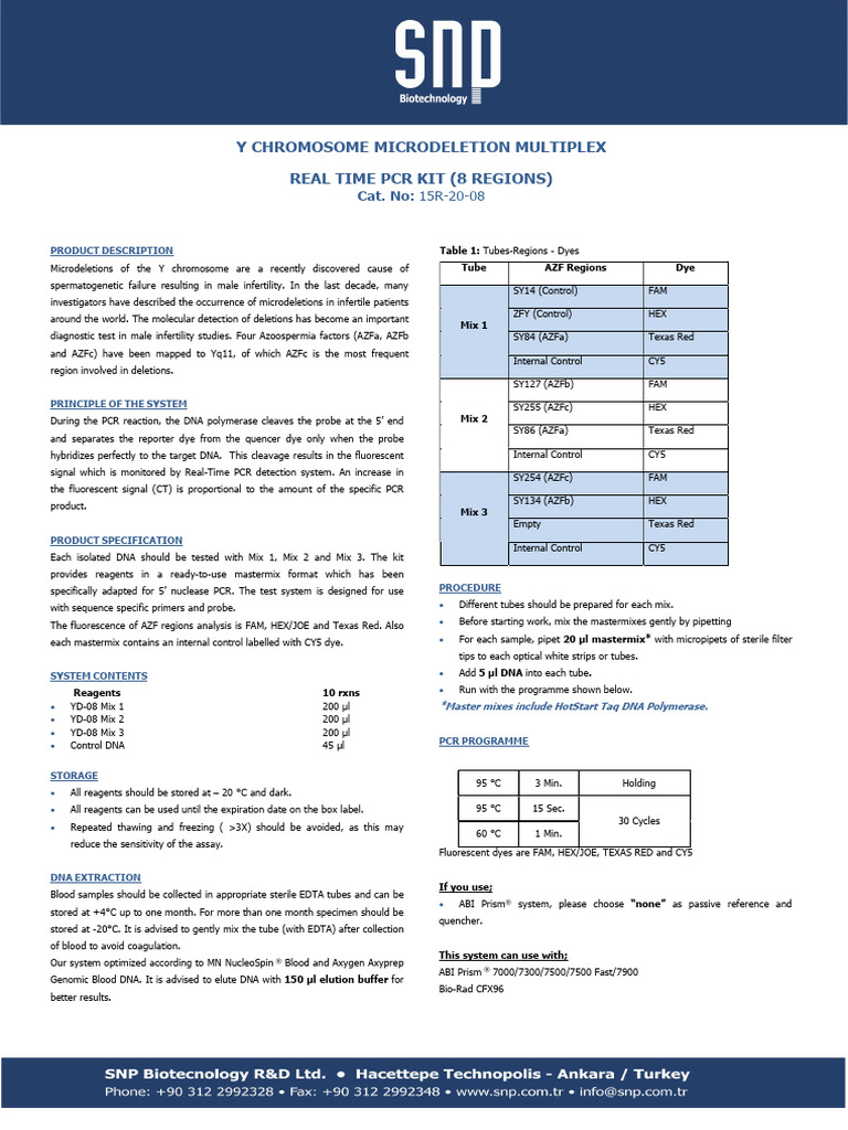 1226, y Chromosome Microdeletion Multiplex Real Time PCR Kit | PDF | Polymerase Chain Reaction ...