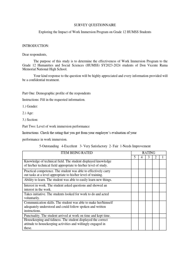 Survey Questionnaire Finale | PDF | Self Efficacy | Survey Methodology