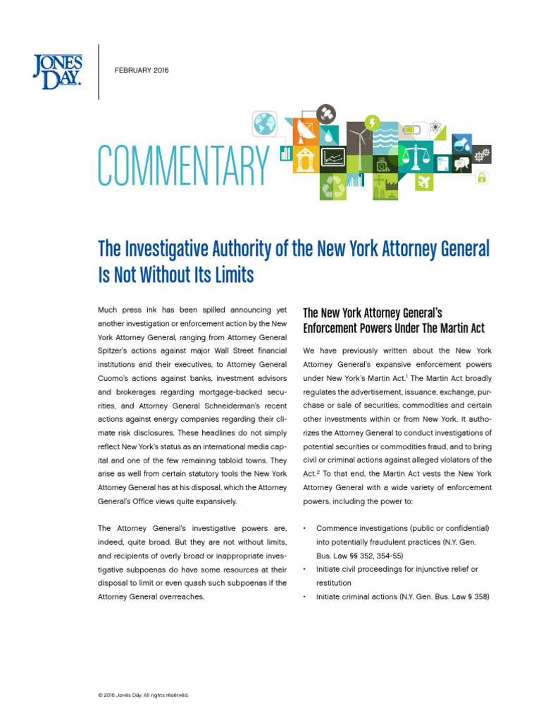 NY Attorney General's Martin Act Powers | PDF | Fraud | Injunction
