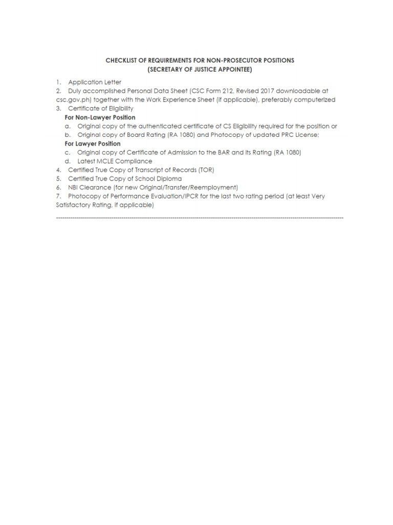 Requirements Checklist | PDF