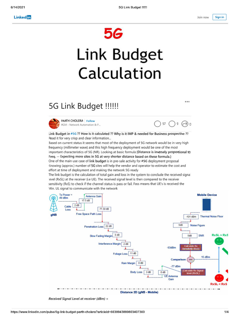 5G Link Budget Calculation-Good One | PDF