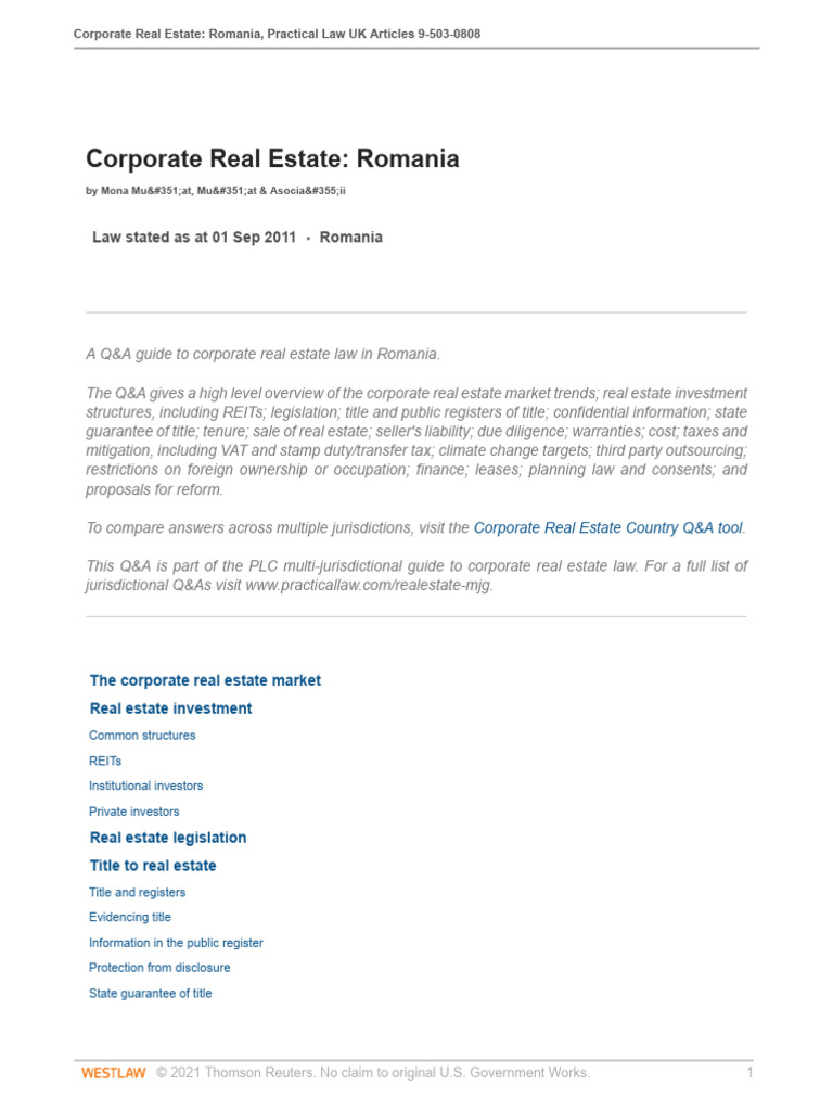 Corporate Real Estate Romania | PDF | Lease | Leasehold Estate